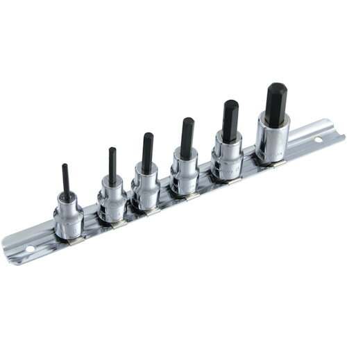 オレンジブック トラスコ中山　TRUSCOスエカゲ 3/8DR.6PC.ヘックスビットソケットハンガーセット 〔品番:11331M〕[ 注番:8531569]特長●ラチェットハンドルやスピンナーハンドルと組み合わせて使用します。●六角穴付き...
