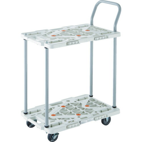 オレンジブック トラスコ中山　TRUSCOTRUSCO 樹脂製台車 2段式ルートバン 600X400 ハンドル付 4輪自在 ストッパー付 黒 〔品番:MPK6024JSBK〕[ 注番:8549273]特長●荷台は堅牢なリブ構造です。●薬品や...