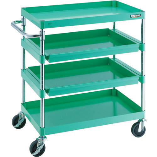 オレンジブック トラスコ中山　TRUSCOTRUSCO ツールワゴン フェニックスワゴン 省音 750X500 4段 スライド2段付 ヤンググリーン 〔品番:PEW972M2YG〕[ 注番:8555573]特長●抗菌粉体塗装ですので、長く清...