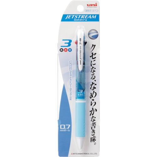オレンジブック トラスコ中山　TRUSCOuni ジェットストリーム3色ボールペン0.7mmミズイロ 〔品番:SXE3400071P.8〕[ 注番:8578178]特長●クセになる、なめらかな書き味。3色ボールペン（黒+赤+青）です。用途●...