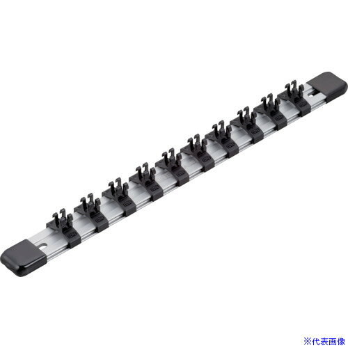 オレンジブック トラスコ中山　TRUSCOTONE ソケットホルダー(アルミタイプ) 差込角9.5mm 差込数10 全長300mm 〔品番:SH2310〕[ 注番:8593859]特長●ソケット、ジョイント類をすっきり整理することができるア...