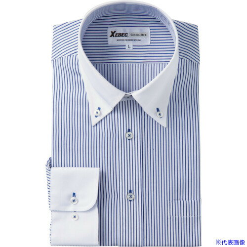 オレンジブック トラスコ中山　TRUSCOジーベック 長袖クレリック15154-40-S 〔品番:1515440S〕[ 注番:8602003]特長●ブルーのストライプが鮮やかな先染めストライプ生地に、無地ホワイトの衿は2つボタンのイタリアン...