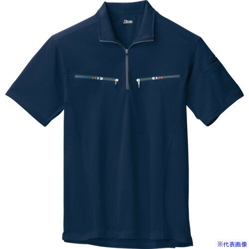 オレンジブック トラスコ中山　TRUSCOXEBEC 半袖ジップアップシャツ6160−10−LL コン 〔品番:616010LL〕[ 注番:8607020]特長●フルジップアップ仕様に胸のファスナーポケット、スポーティデザインが人気の半袖シ...