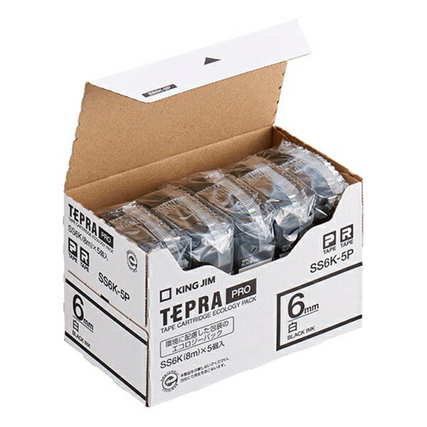 商品の特徴 キングジム SS6K-5P テプラPROテープエコパック 白ラベル 5個入 目的に応じて使い分ければ、もっと便利で美しく。 製品仕様 JANコード：4971660763252