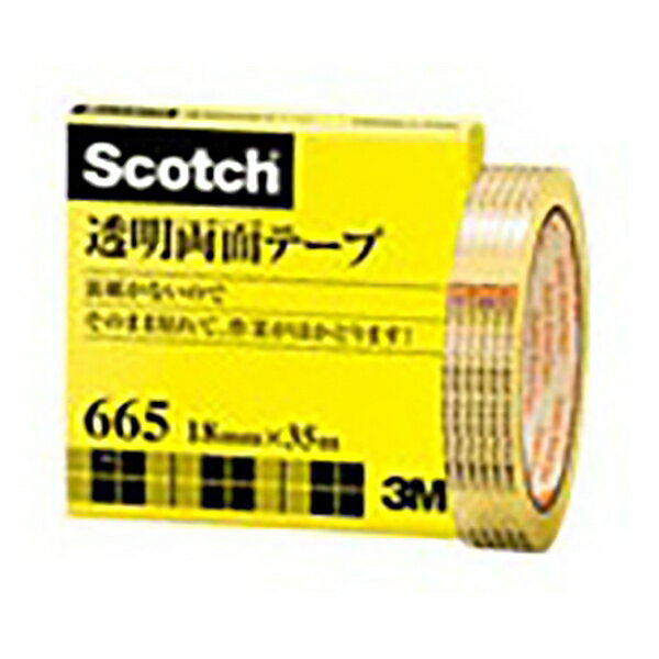 商品の特徴 スリーエムジャパン 665-3-18 透明両面テープ 18MM×35M 裏紙がないのでそのまま貼れて、作業がはかどります。 製品仕様 ●寸法：幅18mm×長35m ●テープ厚：0．07mm ●用途：一般用 ●透明タイプ ●材質：...