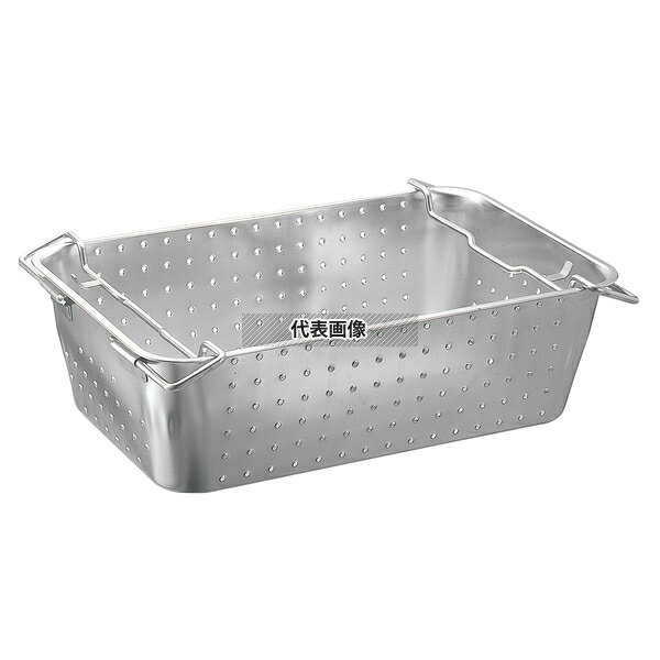 商品の特徴 BK 18-8(ステンレス) 水切運搬バット H185型 ●穴径：5mm 製品仕様 ●商品ブランドシリーズ:BK ●品名情報分解1 物:バット ●外寸:618×380×H185/ ●内寸:穴：φ5/ ●重量:3440g ●材質:...