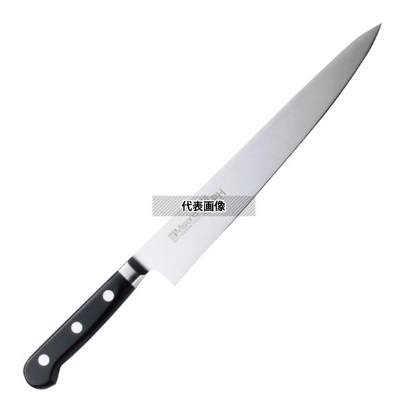 商品の特徴 ミソノ 440PH 筋引 No.021 24cm ●刃身は錆に強く弾力性と耐久性に優れたモリブデンバナジウム鋼 ●ハンドルはポリアミド樹脂素材の一体成型ハンドルですので洗浄機可能です。 ●両刃 ●背厚:2.1mm ●耐熱温度:1...