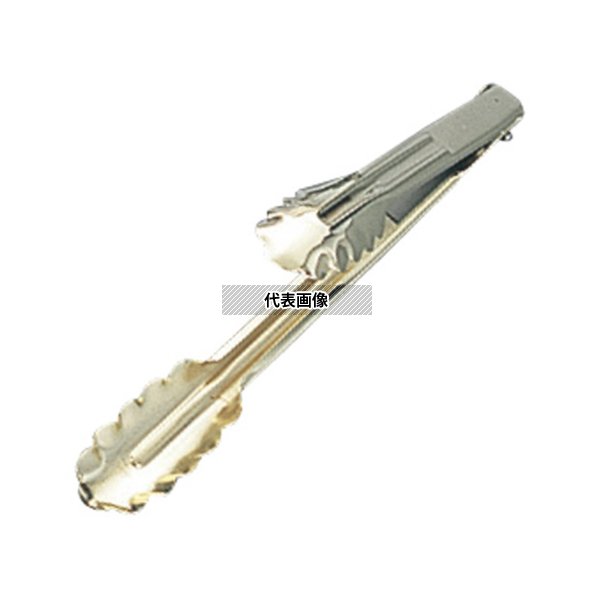 商品の特徴 EBM ステンレス 金トング 小 全長240 ●ベーカリー、惣菜を中心に使用できます。 製品仕様 外寸1:240mm 重量:57g 厚み:0.4mm 材質:18-0ステンレス、金メッキ 抗菌:○ JANコード：454817005...
