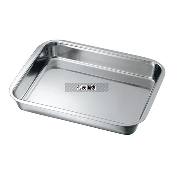 商品の特徴 18-8 角バット フラットエッジタイプ 18枚取 ●フチ(エッジ)がフラット、かつ長い。 ●材料を厚くして強度をアップ。歪みを防止。 ●コーナーの段加工(スタッキングの際のはまり込み防止。 製品仕様 外寸1:213×273mm...