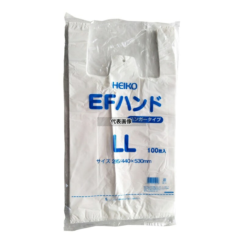 商品の特徴 ポリエチレン手堤袋 EFハンド (100枚入) LL ●取出口ミシン目入 製品仕様 ●商品ブランドシリーズ:シモジマ ●品名情報分解1 物:袋 ●品名情報分解3サイズ:LL ●外寸:440×H530/仕上巾:295 ●板厚み:0...