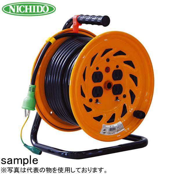30mコードリール 100V標準型ドラム(屋内用) NF-E34 仕様 接地2P 15A 125V アース アース付 電線仕様 VCT 2.0×3 コンセント数 4口 機能 ・漏電遮断器無しNICHIDO(ニチドー) 電工ドラム・電工ドラム...