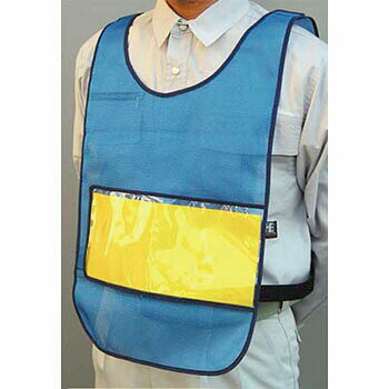 商品の特徴 保護具・安全用品 安全チョッキ・ベスト類 製品仕様 ●仕様：両面表示、マジックテープ付ゴムバンド、黄ビニールシート2枚付 ●材質：チョッキ/ナイロンメッシュ、透明ポケット/軟質ビニール ●色：ブルーメッシュ ●着丈(cm)：約5...