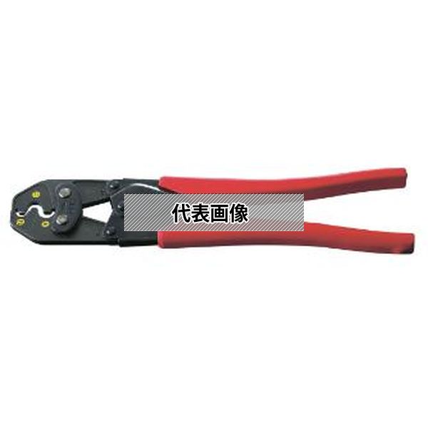 【ご注意：画像は代表画像です。カラーやサイズは商品名を必ずご確認下さい。】用途●銅線用裸圧着端子・裸圧着スリーブ(P.B)用商品説明柄幅が狭く荷重が小さいので、軽いハンドル操作で楽に確実な圧着ができます。商品スペック銅線用裸圧着端子用・銅線...