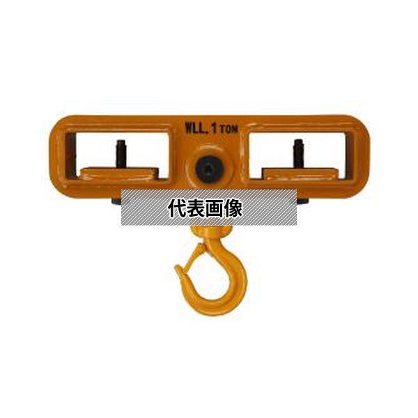 【ご注意：画像は代表画像です。カラーやサイズは商品名を必ずご確認下さい。】用途●フォークリフト専用吊りフック付天秤。商品説明フォークリフトの爪にセットするだけで、即刻使用可能。取付けは固定用ボルトを締めるだけで簡単。ラッチ付スイベルフック装...