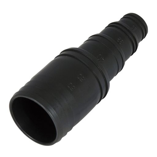 用途:50mm口径ホースと50mm・40mm・32mm・25mmホースをつなぐコネクター 一方:内径50mmホース用 4段部:内径50・40・32・25(mm)ホース用 材質:樹脂(PA) 商品サイズ:幅50x高さ140x奥行き50mm