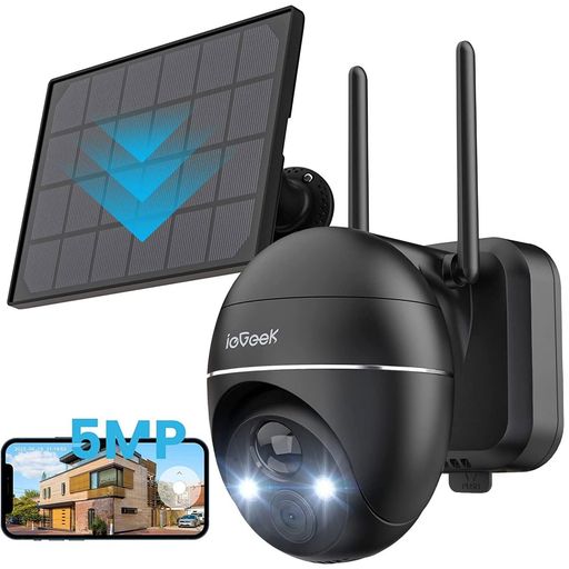 360度カバー 📷📡【電源不要●完全コードレスで設置可能●高効率太陽光充電●外部5DBIアンテナ】ieGeek防犯カメラ屋外ソーラーは市販の電源式防犯カメラに比べて、配線を気にせず、ソーラーパネルを利用し電カ...