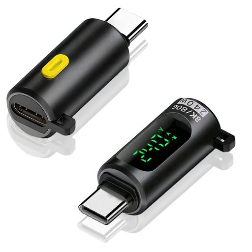 【独特のスイッチデザイン】USBType-C延長アダプタには独特のスイッチデザインがあり、LEDデジタルディスプレイを自由かつ柔軟に調節することができる。リアルタイムの電圧と電流を見やすい。キーホルダー付きで持ち運びに便利です。 【240W...