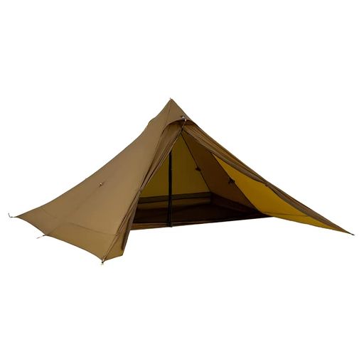 ブランド:ThousWinds、商品名:山羊座ピラミッドテント、カラー:ブラウン、使用人数:1~2、扉数:1、換気窓数:2、生地:15D両面コーティングシリコンナイロン、耐水圧:2000mm、密度:420T、テントポール:130~135cm...