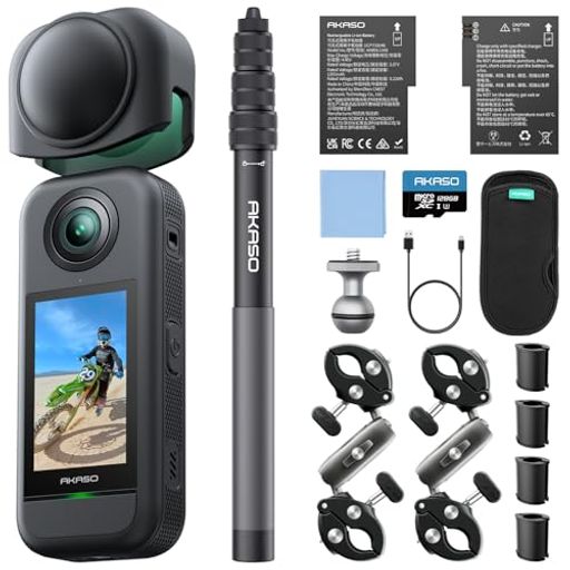 【5.7K 360°ビデオ・先撮り、後編集】AKASO 360は驚くほどクリアでイマーシブな5.7K高画質360°撮影でまるでその場にいるような没入感を実現します。一発撮影で全てを記録、あとからアプリで簡単にリフレームできます。もうアングル...