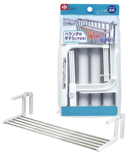 耐荷重:5kg(1本につき1kg) バスタオルだけでなく、バスマットやキッチンマット、シーツなども干すことができる。 サイズ:(32~80.5)x(33~48)x19cm(干し幅最大75cm) 工具不要のかんたん取り付け。ベランダ内側の空き...