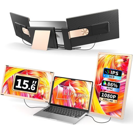 【革新的デザインと柔軟な調整機能】15.6インチのトリプルモニター&amp;デュアルモバイルモニターは、ノートパソコン用モニターとしても使える取り外し可能な革新的設計。1台だけの2画面モニター、または3画面モニターとして自由に構成可能です。...