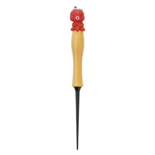 先端はたこ焼きプレートを傷つけにくい樹脂製です。 サイズ:2.5x20.5x2cm 本体重量:23g 柄部/ABS(アクリロニトリル・ブタジエン・スチレン)樹脂(耐熱温度80度)、かざり/塩化ビニル樹脂(耐熱温度70度)、先部/ポリスチレン...