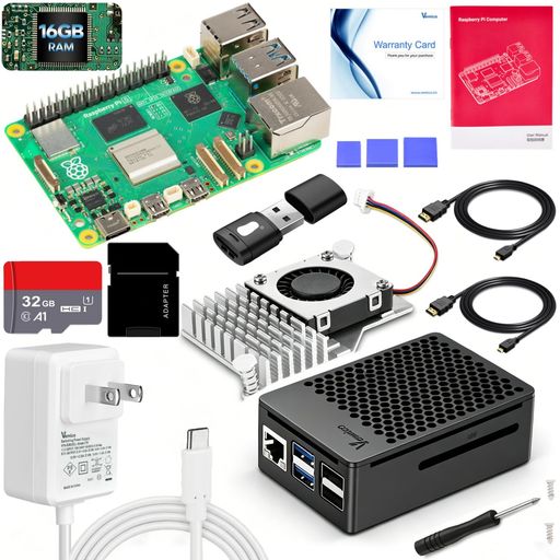🌲【Rasp Pi5セット内容】プロも納得の処理性能、Raspberry Pi5、最大16GBで登場!セット内容:Raspberry Pi 5 16GBボード(技適マーク付)*1/アクティブクーラー*1/27W PD電源アダ...