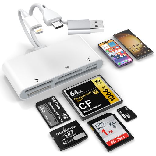 ✅【5スロット搭載SDカードリーダー】本製品は、SDカードスロット(SD/SDHC/SDXC/MMC/RS-MMC)x1、TFカードスロット(MicroSD/MicroSDHC/MicroSDXC)x1、CFカードスロットx1、XDカードス...