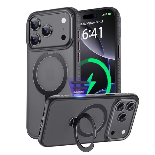 【2025斬新アップグレード&amp;カメラコントロールカバー&amp;対応機種】iPhone17Promax用ケース 6.9インチ[マグセーフ対応]。 360度回転リングスタンド・カメラレンズ保護・スクリーン保護・カメラコントロールボタン...