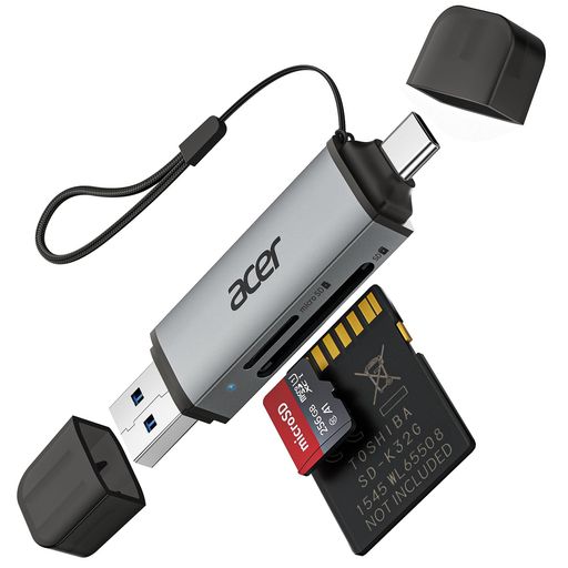 【USB3.0+USB-C】Acerのメモリーカードリーダーは、USB-AおよびType-Cの2つのインターフェースを搭載した多機能SD&amp;マイクロSDカードリーダーです。USB-AまたはUSB-C対応デバイスと幅広く互換性があり、最...