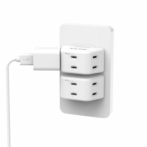 【1台3役タップコンセント】1つのコンセントから3口に電源を分配することができるトリプルタップです。単一のタップ電源は定格が合計1500Wまで。一度に3台の機器に同時に使用が可能です。2個セットで6台の機器に使用が可能です。色々な場所でのコ...