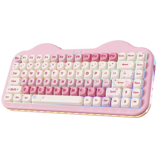 可愛いケーキキーボード 75%レイアウト: 新しいYUNZII C75可愛いメカニカルキーボードシリーズは、カラフルなキーボードデザインで、甘くて可愛らしいデスクトップアクセサリーです。高品質なメカニカルキーボード、コンパクトな75%レイア...