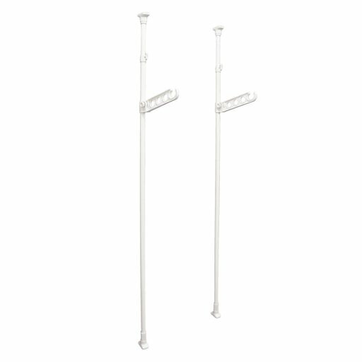 【サイズ】幅14.6x高175~275x奥行32cm【取付高さ範囲】175~275cm【簡単組み立て】工具不要 【耐荷重】10kg【本体重量】2.2kg【カラー】ホワイト 【材質】〈パイプ〉鉄製・エポキシ樹脂粉体塗装〈樹脂部品〉ABS樹脂、...