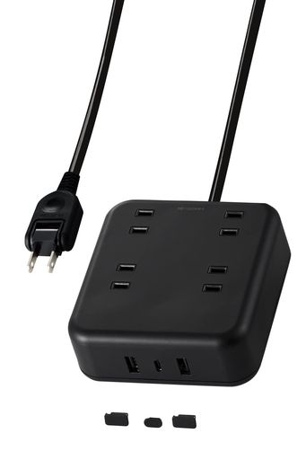 4つの差込口と1つのUSBType-C(TM)(USB-C(TM))ポート、2つのUSB-Aポートを備えたUSBタップです。 USBの最大出力は32Wで、別途充電器などを用意することなく、対応するスマートフォンやタブレットを複数同時に充電で...
