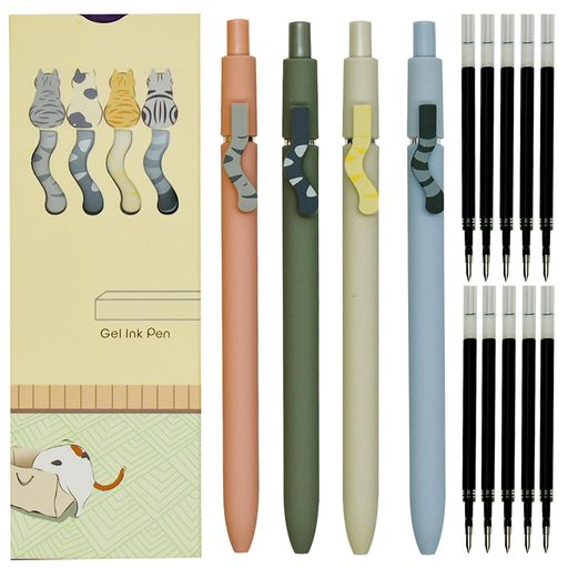 【インク】黒インク/ボール径:0.5MM 【製品情報】全長約150MM/約12G,軸素材:プラスチック 【セット内容】4色x各色1本(合計4本セット+替え芯10本)/仕様:ノック式ボールペン 【特徴デザイン】滑らかな書き心地、軽量で、握りや...
