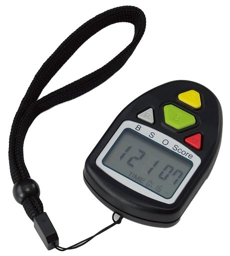 原産国:フィリピン サイズ:幅5x長さ8x厚み1.8cm 重量:45g 材質:樹脂製 計器表示:ボール・ストライク・アウト・スコア・タイマー