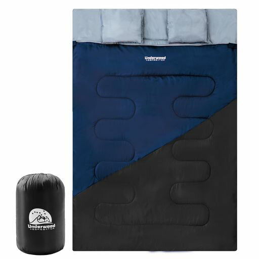 二人用寝袋:寝袋のサイズは220x150cmで、大人2人が入ることができます。封筒型のデザインで子どもや家族がシュラフで快適に寝られるほか、2つの可動式枕も付いています。市場で人気の高いおすすめの寝袋です。 多機能デザイン:この二人用寝袋は...