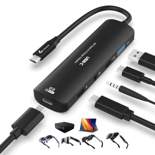 【5-in-1 USB-C ARグラスアダプター】Switch2には非対応。この多機能オールインワンARグラスアダプターは、USB-Cビデオ出力(最大8K@60Hz対応)、100W PD高速充電、USB-A・USB-Cデータポート(高速48...