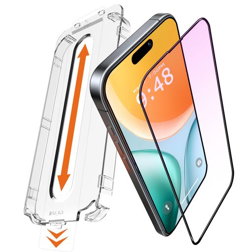 1.📱「自動吸着ガイド枠」で気泡レス施工: 17 pro max用フィルムの貼り付け課題(位置ずれ・ホコリ混入・気泡発生)を完全解決。ガイド枠付き設計により、画面清掃右向き矢印枠設置右向き矢印除塵テープ引き抜きの3ステップで...