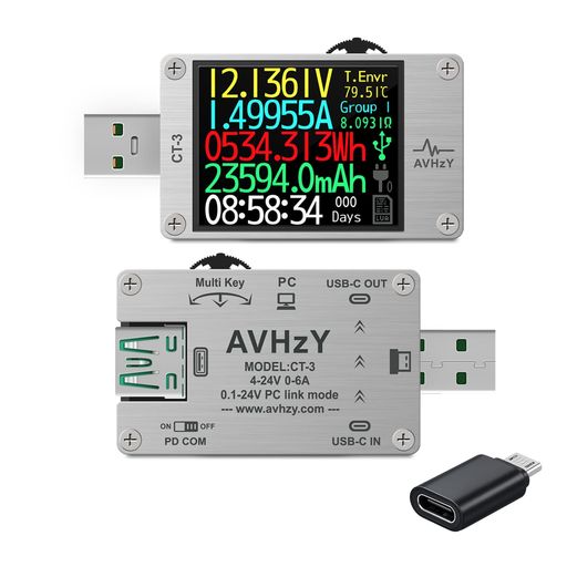 幅広い機能:0-29V 0-6A電圧および電流測定。 電圧と電流の4.5桁の読み取り。 電圧と電流の両方で最大0.1%のゲイン誤差。 容量/エネルギーアキュムレータ。PD(PPS付き)、QC2.0、QC3.0、QC4.0、SCP、SSCP、...