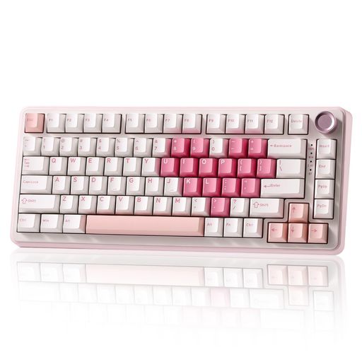 【ノブ付き75%キーボード】B75 PROはノブ付き、82キーキャップのコンパクトなキーボードです。TKLキーボードは数字キー、ファンクションキーと矢印キーを同時に備えています。75%ゲーミングキーボードのマルチファンクションノブは、サウン...