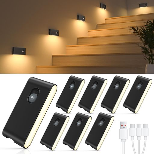 照明(しょうめい) Rechargeable, saves up to 80 AA batteries per year 🥰【3-in-1充電&amp;省エネ設計】じんかんせんさー ライト 室内 用充電式ライトは、3台同時に...