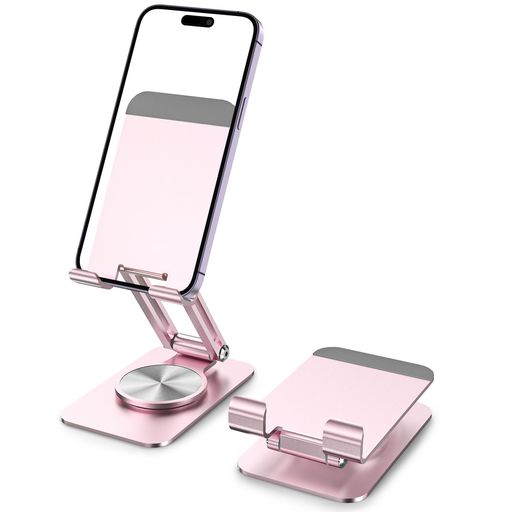 【360度回転式】スマホスタンド台座が360度回転するため、スマートフォンやアイフォンを載せたまま、見せたい向きに自由に回転させることができます。カチカチと軽めのいい音が出ながら回転してかなり高級感があります。姿勢を改善し、首、肩、背の疲労...