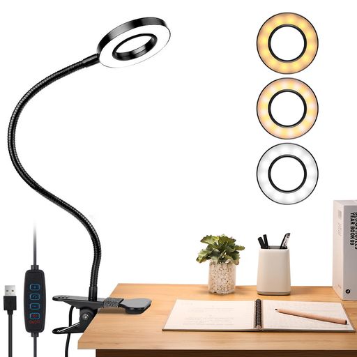 3つのライトモード&amp;4つの明るさレベル-調光可能なLEDデスクトップライトは、3つの照明モード(暖かい光4000K、混合光5500Kと白色光7000K)と各照明モードの合計4調節可能な明るさレベルを持っています。仕事、勉強、工芸、読...