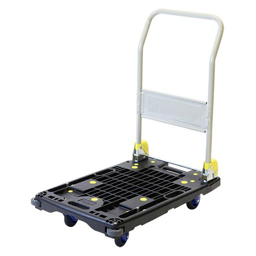 積載荷重:200kg、重量:9.7kg、車輪径:100mm 有効積載面寸法:全長670mmx全幅490mm(ハンドル部除く) 使用時外寸法:全長810mmx全幅505mmx全高915mm 積載面までの高さ:180mm、押し手ハンドルまでの高...