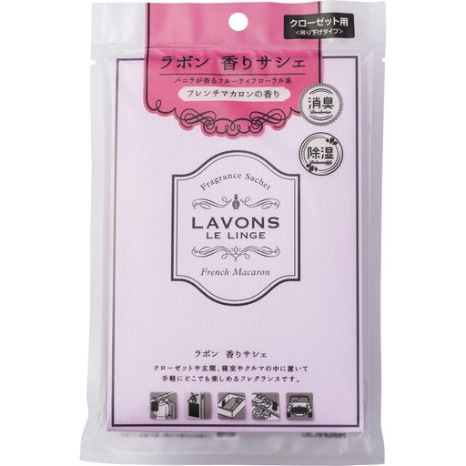 上質な甘さが華やかに香るフルーティフローラル系、フレンチマカロンの香り 吊り下げても、置いても使えるルームフレグランス ドアノブに吊り下げてお部屋をイイ香りに。またクローゼット、引き出し、シューズラック、車の中などにも。 消臭・除湿