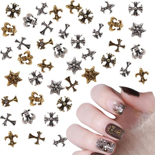 【ネイルパーツ】人気のゴシックネイルメタルパーツが登場!異なるクロスのデザインで、絶妙で美しく、ネイルのワンポイントにぴったりです。 【素材】合金製のネイルパーツは耐久性があり、色褪せにくく、長時間使えます。初心者の方からプロまでご利用いた...