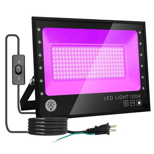 【最新版紫外線ブラックライト】100W紫外線投光器は高輝度なUV-LEDチップ採用して、98%高透光率の強化ガラスと150°までの発光角度で、ブラックライトはピーク波長395-405nmの光源です。紫ではなく肉眼で藍紫色あるいは青色が見えま...
