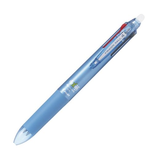 0.5mm、極細、4色(ブラック、レッド、ブルー、グリーン)、ブルーのボディ 消せます。 ボールペン、フリクションボール4。 長さ 145mm 原産国:日本 インキ消去液などの化学式と異なり、消した箇所での繰り返し筆記が可能です。