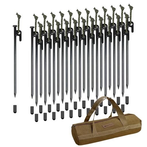 サイズ長さ約30cm重さ約160g ◆テント、タープの設営に必要なペグです。砂利や石混じりの固い地面でも強く深く打ち込める強靭なペグです。 ◆丈夫なキャンバス生地のペグバックです。両サイドは突き抜け防止の2重構造で耐久性アップしています。◆...